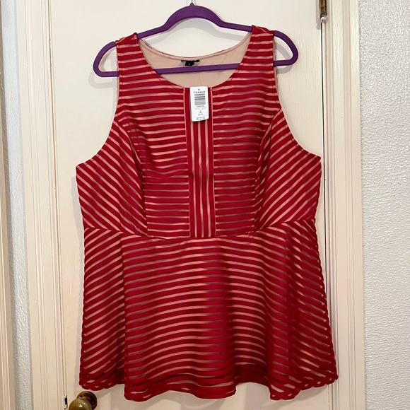torrid | Tops | Torrid Red Peplum With Tan Underlay Sleeveless Top Nwt ...
